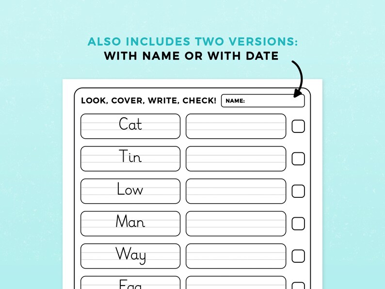 Printable Spelling Worksheets for Kids | 3 Letter Words: 10 Look Cover ...