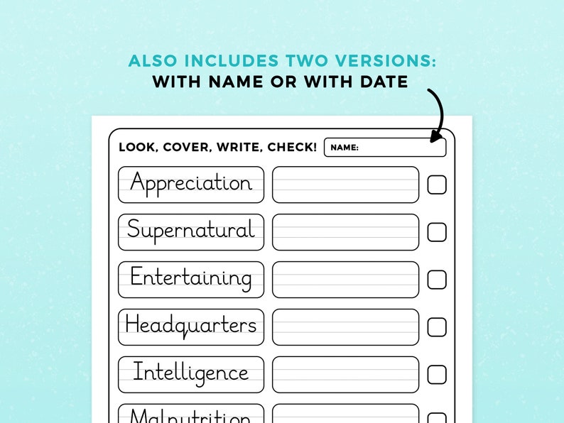 Printable Spelling Worksheets for Kids | 12 Letter Words: 10 Look Cover ...