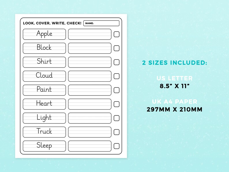 Printable Spelling Worksheets for Kids | 5 Letter Words: 10 Look Cover ...
