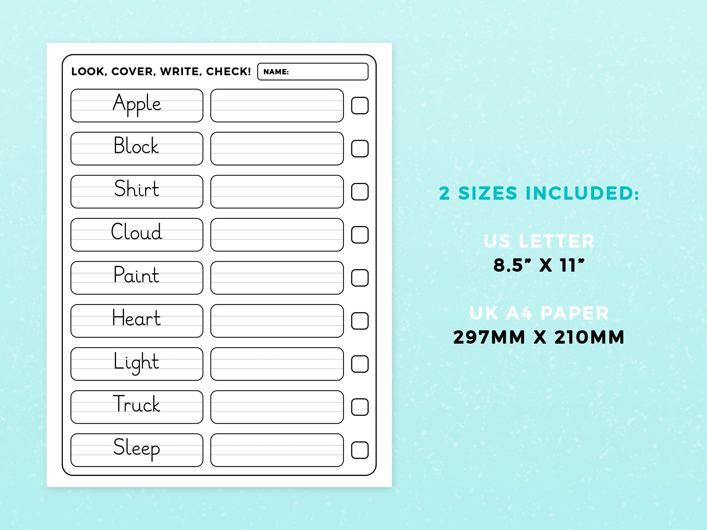 Printable Spelling Worksheets for Kids | 5 Letter Words: 10 Look Cover ...