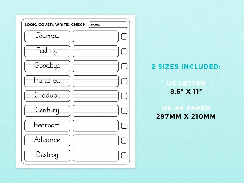 Printable Spelling Worksheets for Kids | 7 Letter Words: 10 Look Cover ...