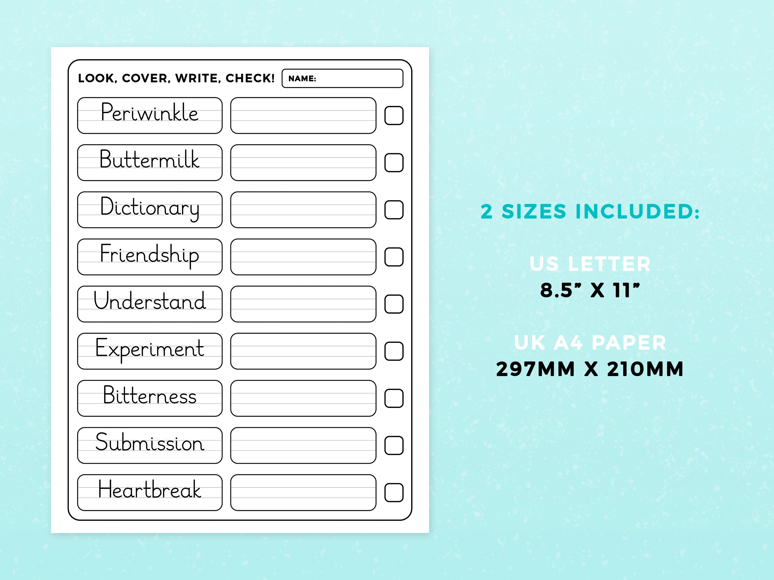 Printable Spelling Worksheets for Kids | 10 Letter Words: 10 Look Cover ...