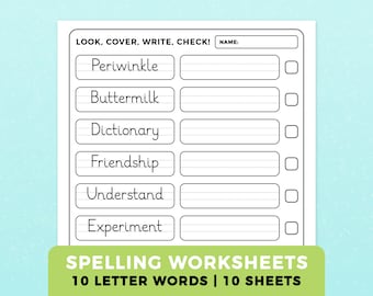 Printable Spelling Worksheets for Kids | 4 Letter Words: 10 Look Cover ...