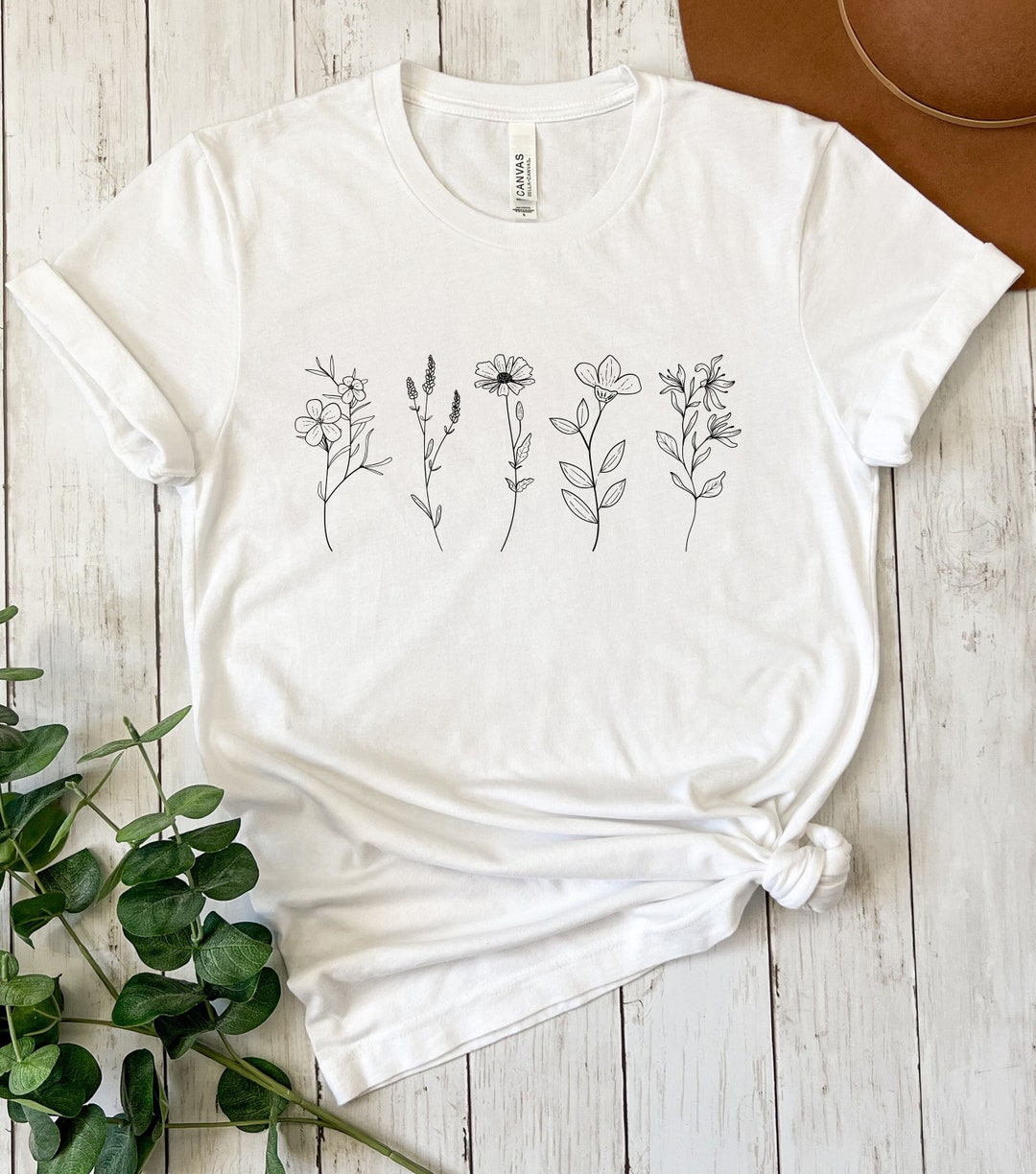Floral Harmony Tee | Flower Outline Shirt, Wild Flower Shirt, Florist ...