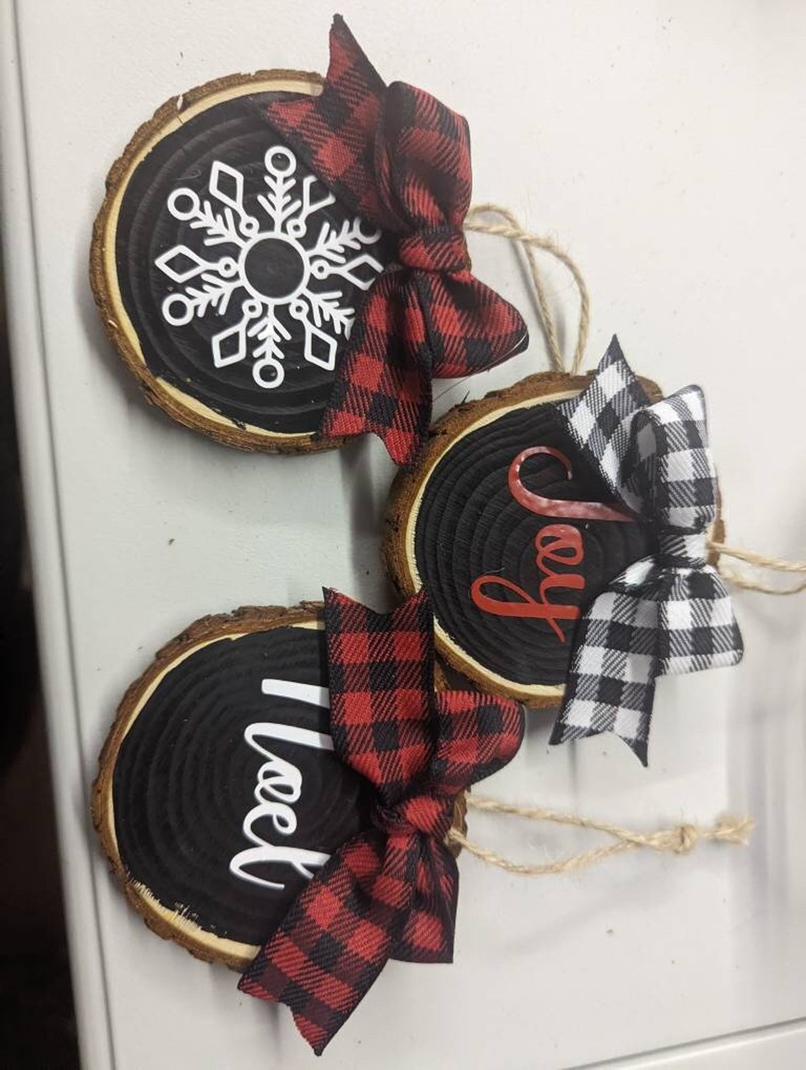 Wood Ornament, Decal, Bows, Christmas - Etsy