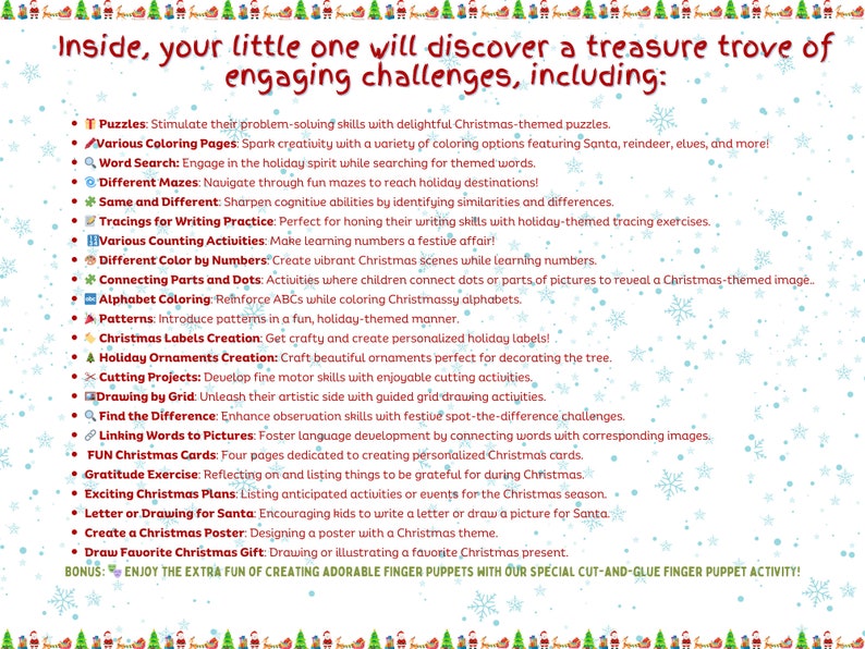 Printable Christmas Activities for Kids, Winter Coloring Pages, Cards ...