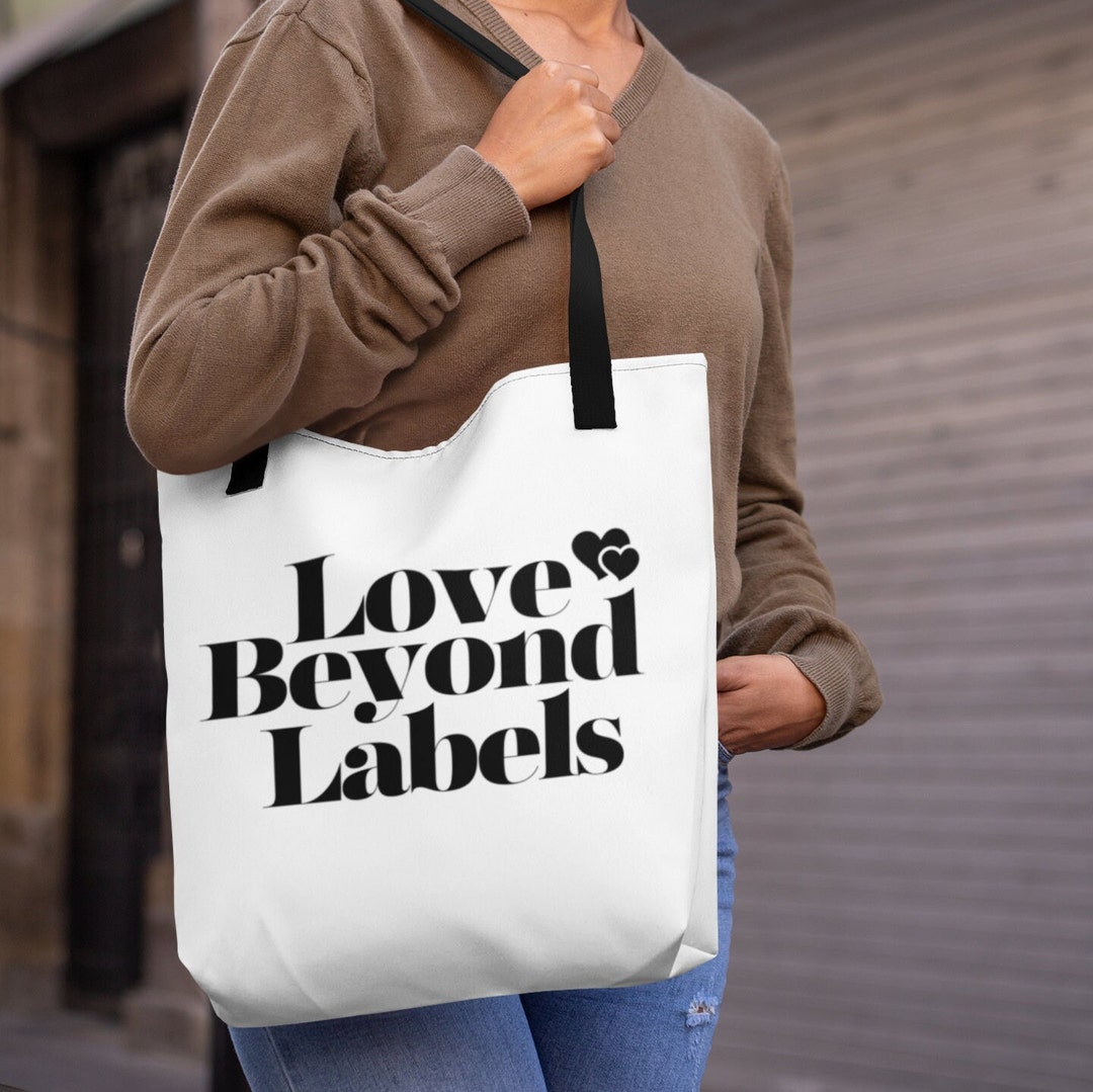 Love Beyond Labels Tote Bag, LGBTQ Pride Tote Bag, Shopping Market Bag ...