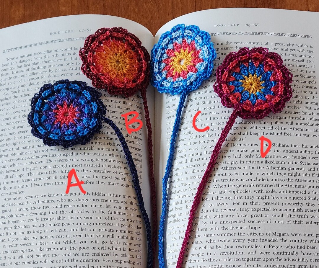 Blossoming Threads: Hand-crocheted "bookflower" Bookmarks in Cotton - Etsy