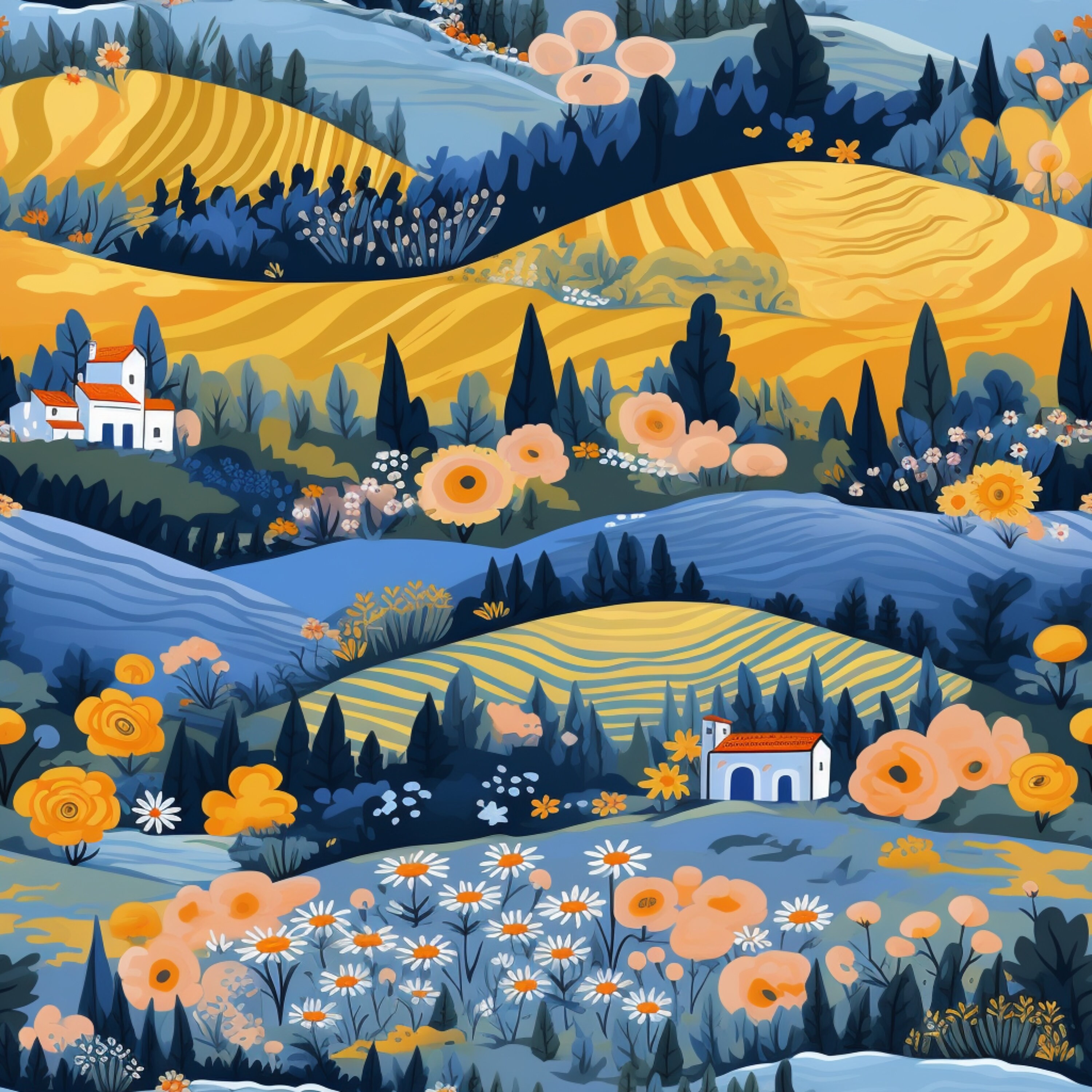 Magical Italy | Tuscan Flowers and Vineyards 2 | Ceramic Tile 8x8 - Etsy