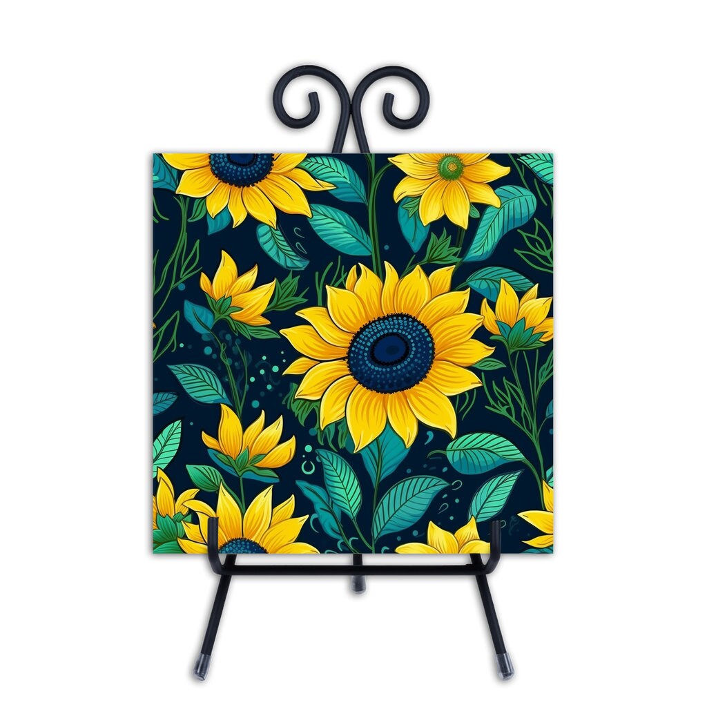 Sunflower Delight Italian-inspired Sunflowers Bright Colors 8x8 Ceramic ...