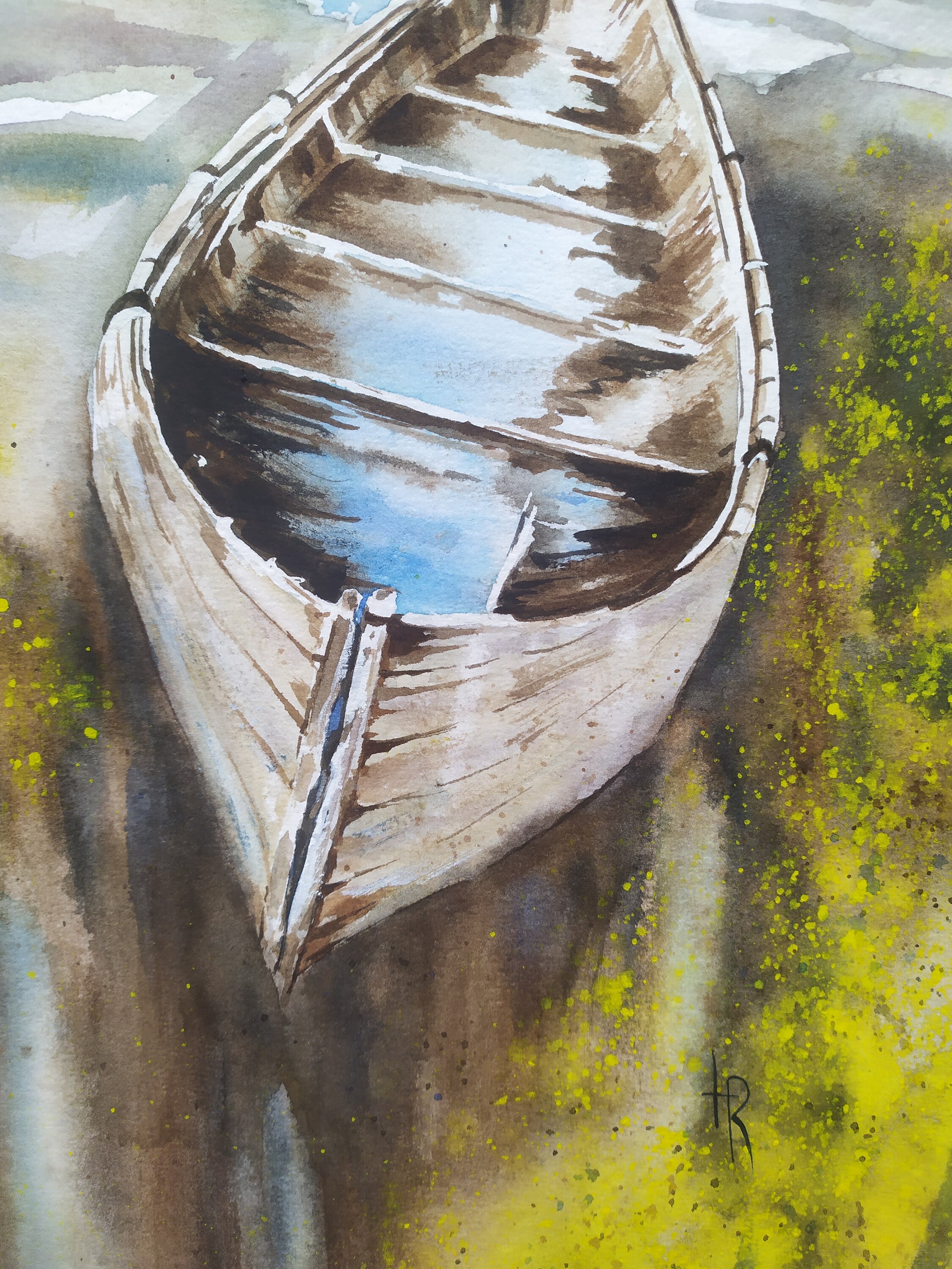 Waterscape Painting, Water and Crane, Mystical Water,original ...