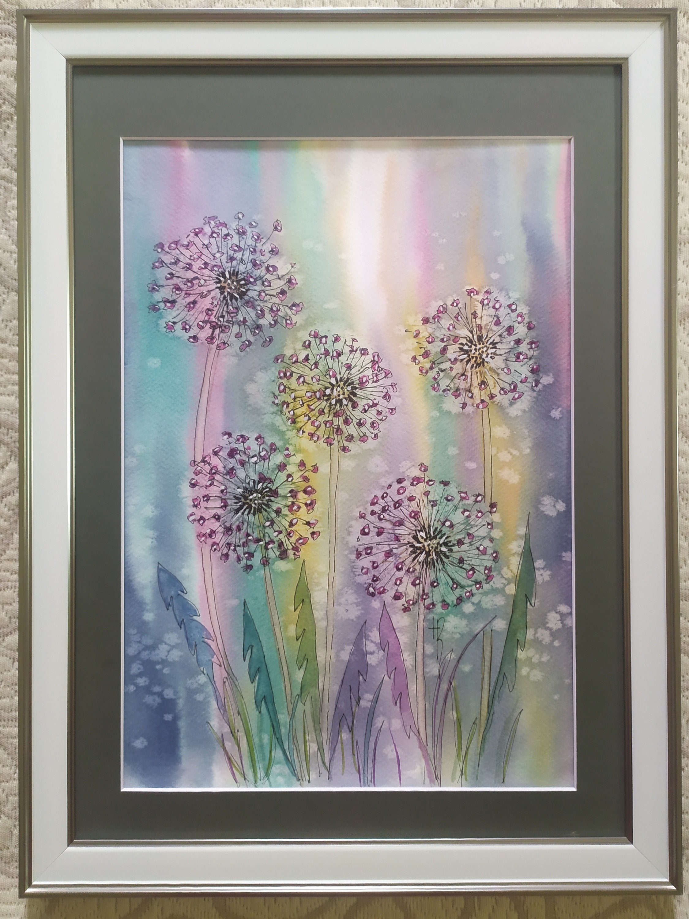 Cute Dandelion Gift, Watercolor Painting for Home Decor, Original ...