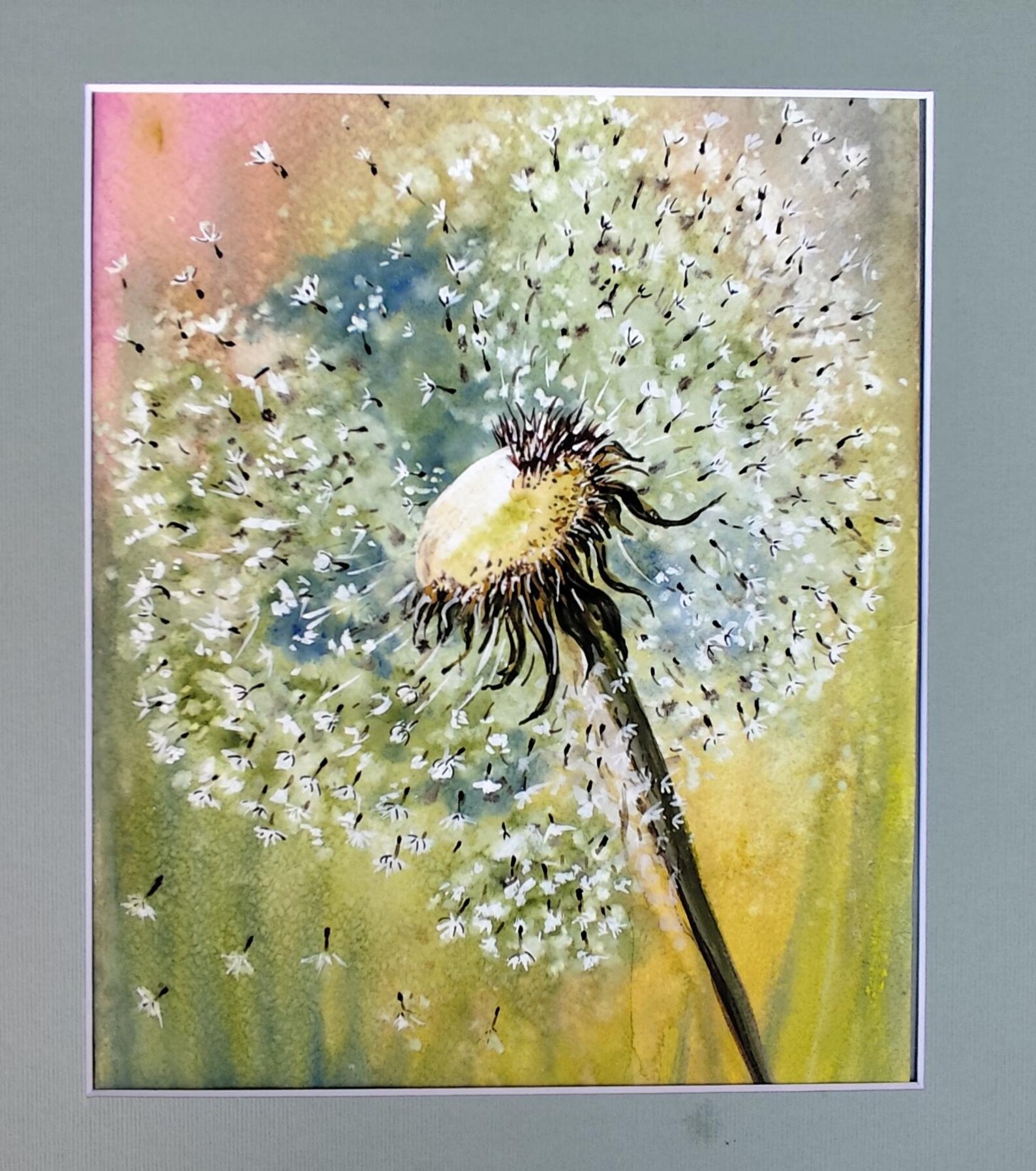 Dandelions Art, Watercolor Painting, Handmade Artwork, Modern Home ...