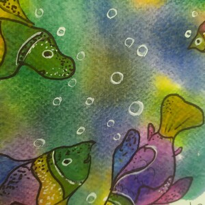 New Magic Fish Art Best Childrens Gift, Watercolor Artwork, Colorful ...