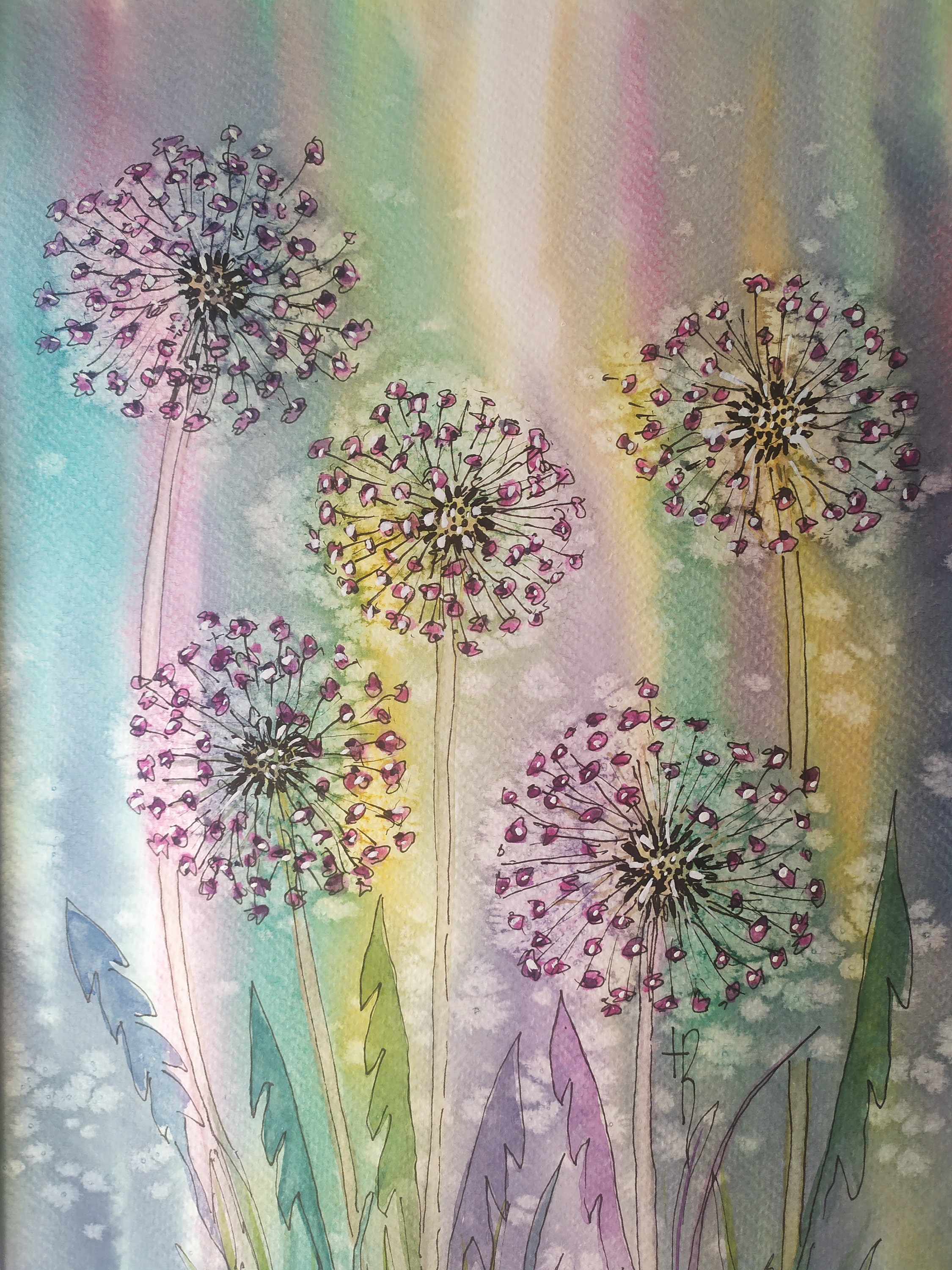 Cute Dandelion Gift, Watercolor Painting for Home Decor, Original ...
