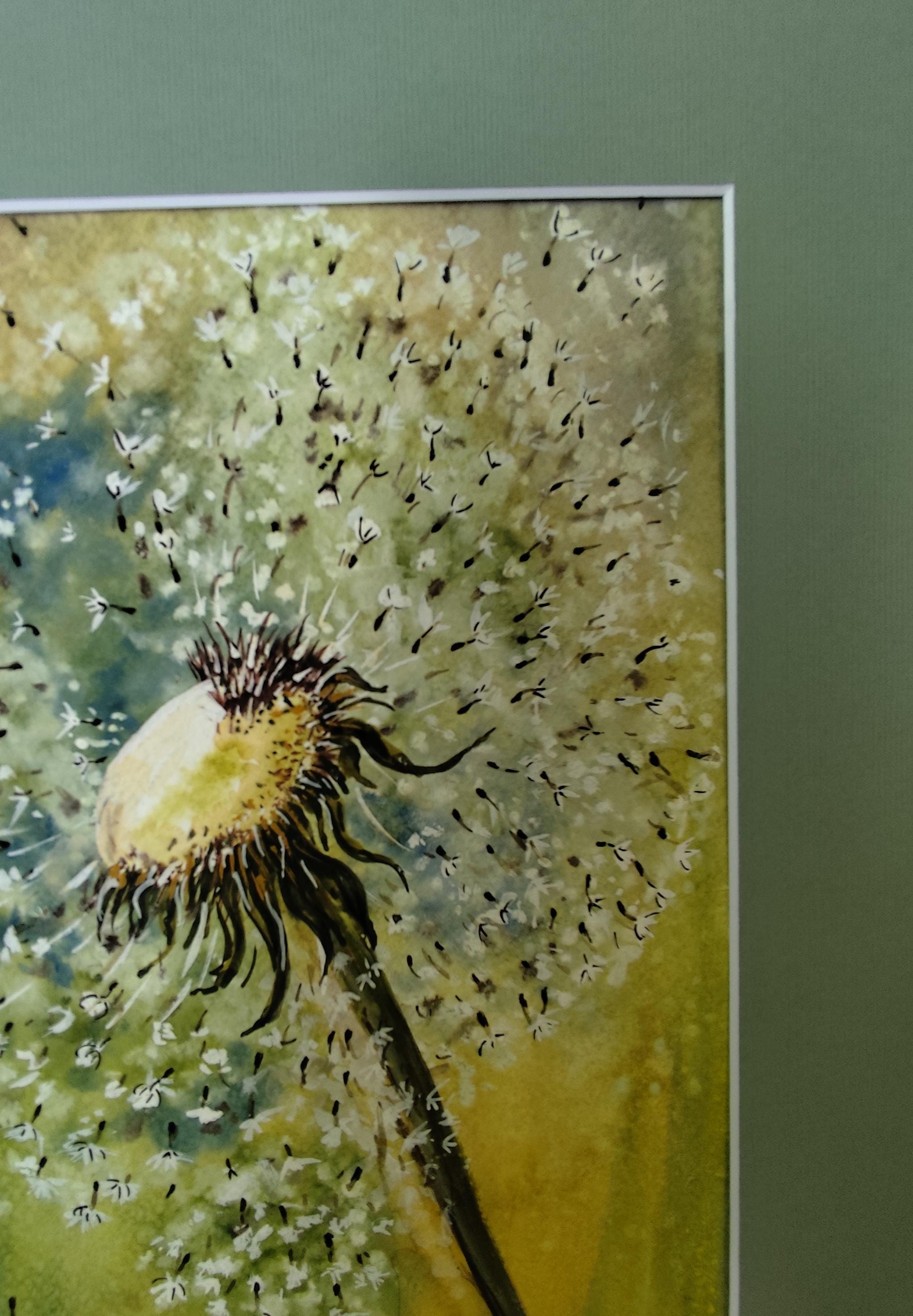 Dandelions Art, Watercolor Painting, Handmade Artwork, Modern Home ...