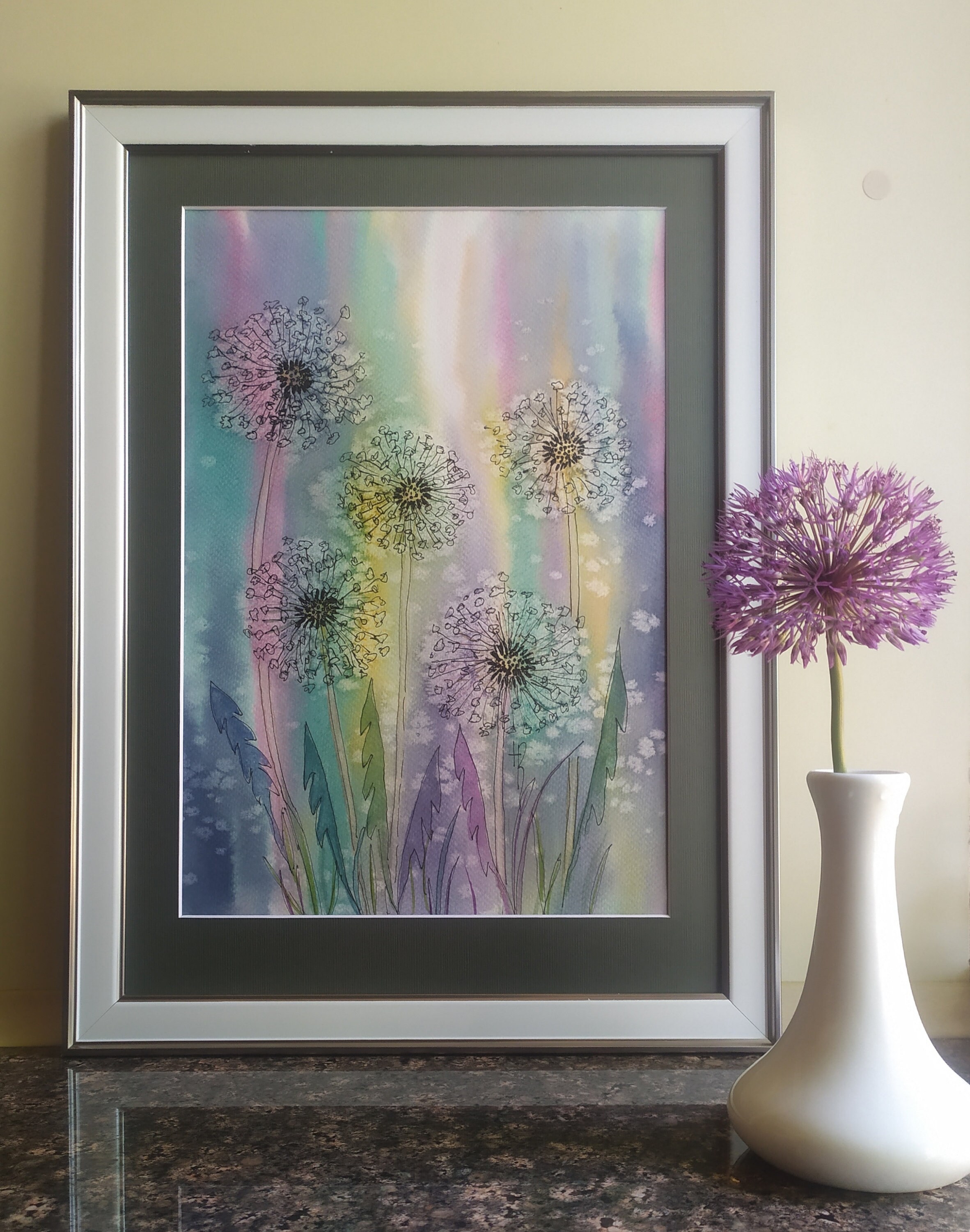 Cute Dandelion Gift, Watercolor Painting for Home Decor, Original ...