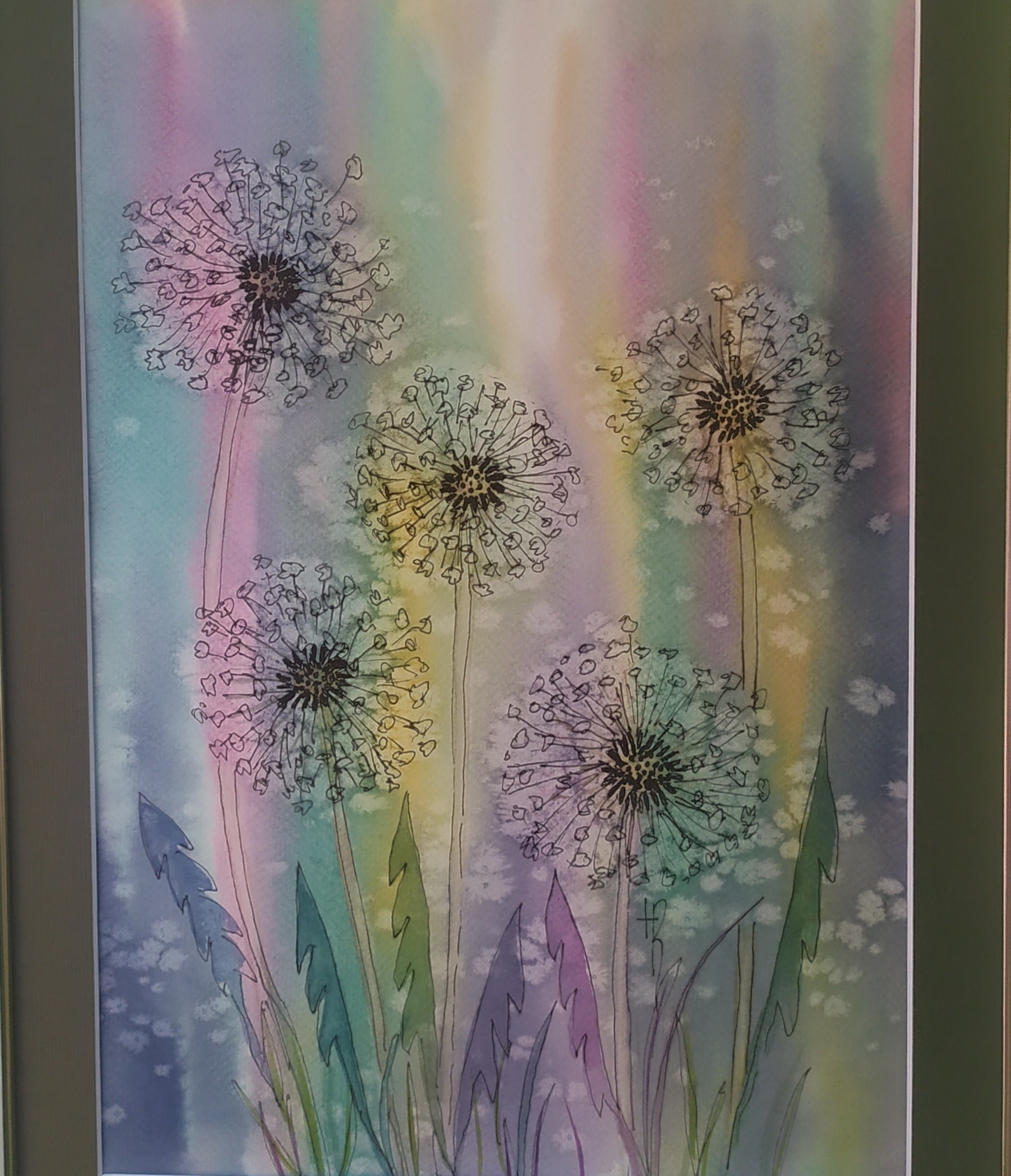 Cute Dandelion Gift, Watercolor Painting for Home Decor, Original ...