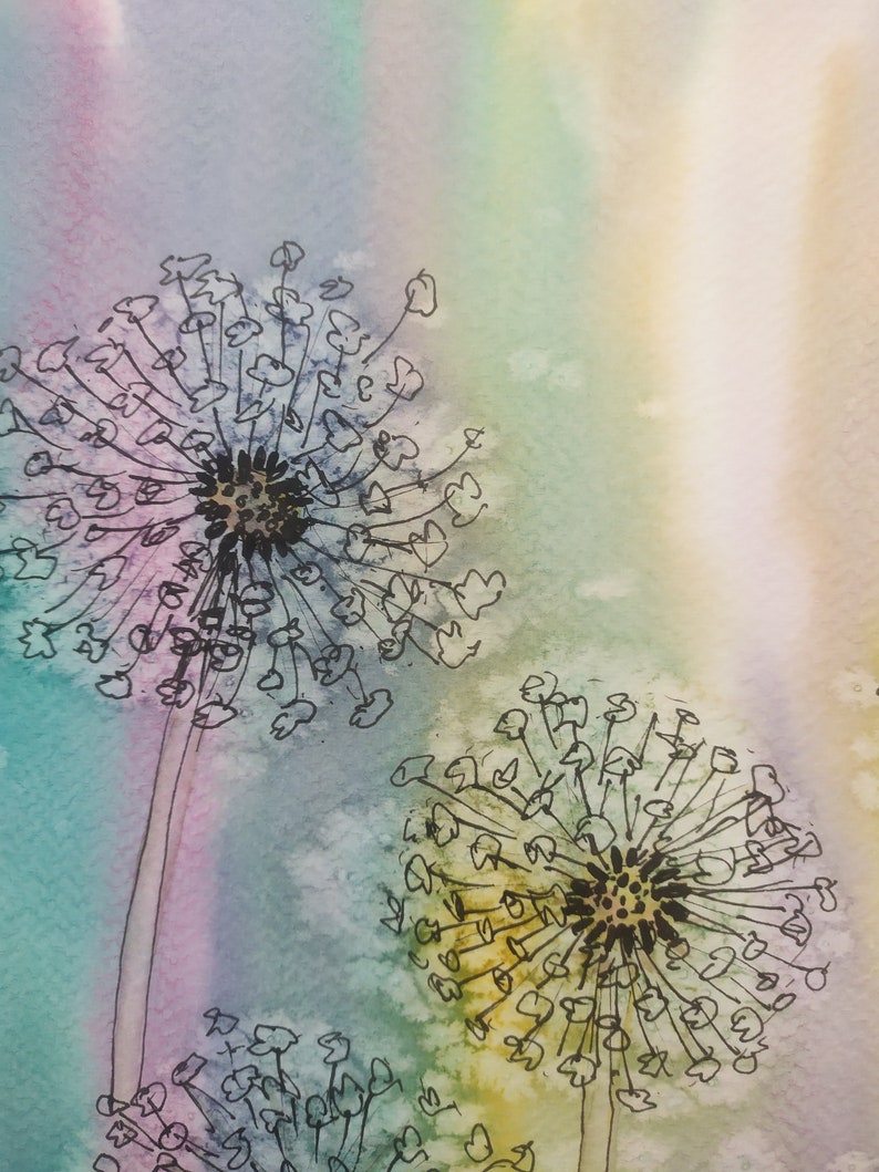 Cute Dandelion Gift, Watercolor Painting for Home Decor, Original ...