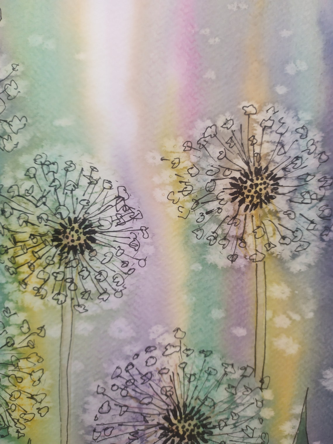 Cute Dandelion Gift, Watercolor Painting for Home Decor, Original ...
