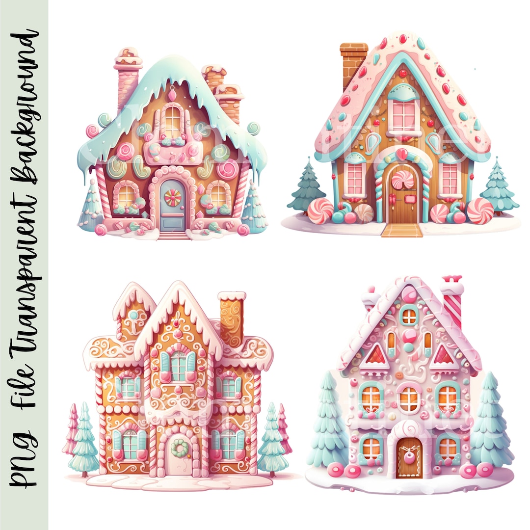 Pastel Gingerbread House Clipart Digital Download Graphic - Etsy