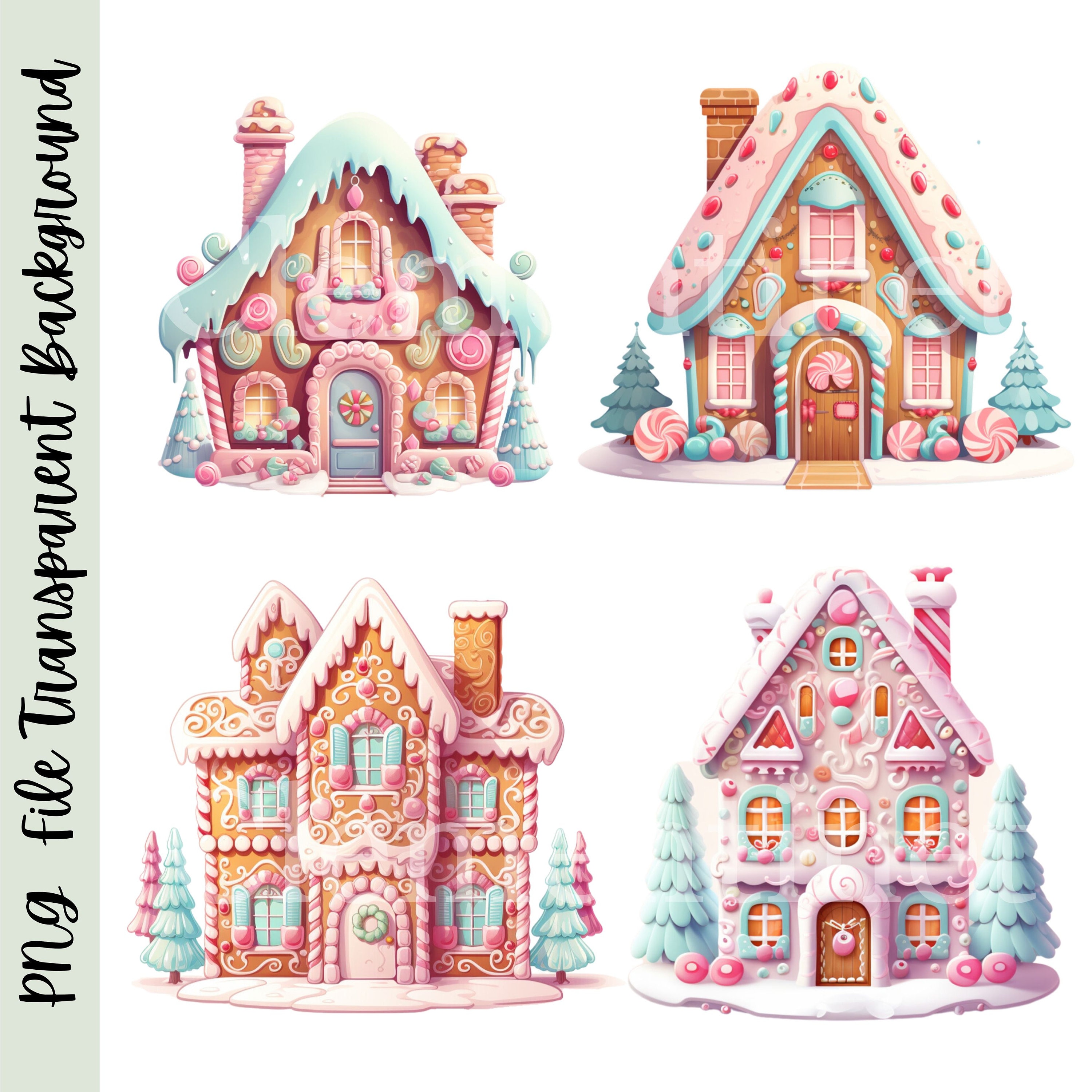 Pastel Gingerbread House Clipart Digital Download Graphic - Etsy