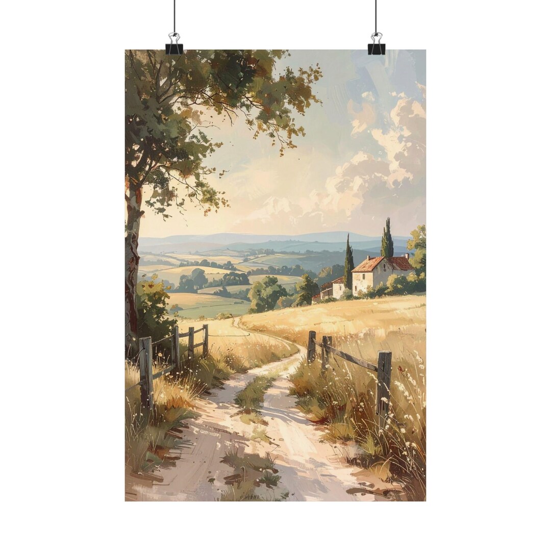 Sunny Countryside Landscape Poster | Matte Vertical Poster - Etsy