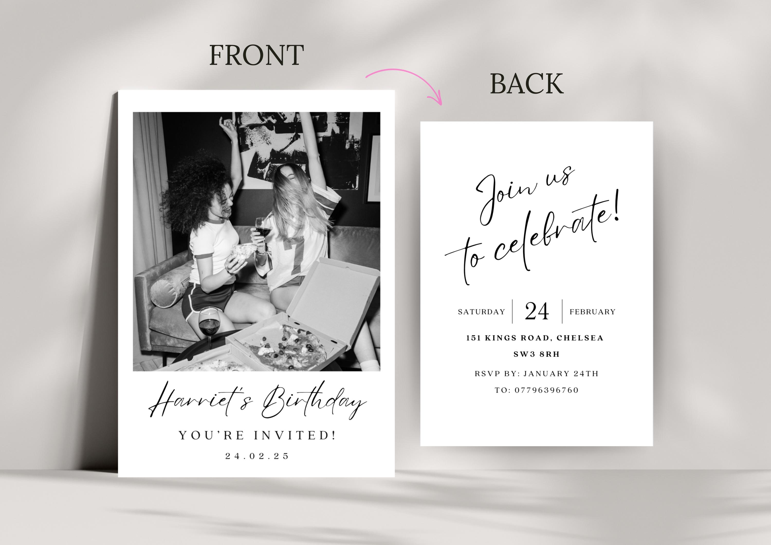 Polaroid Frame Birthday Personalised Birthday Photo Invitation Template ...