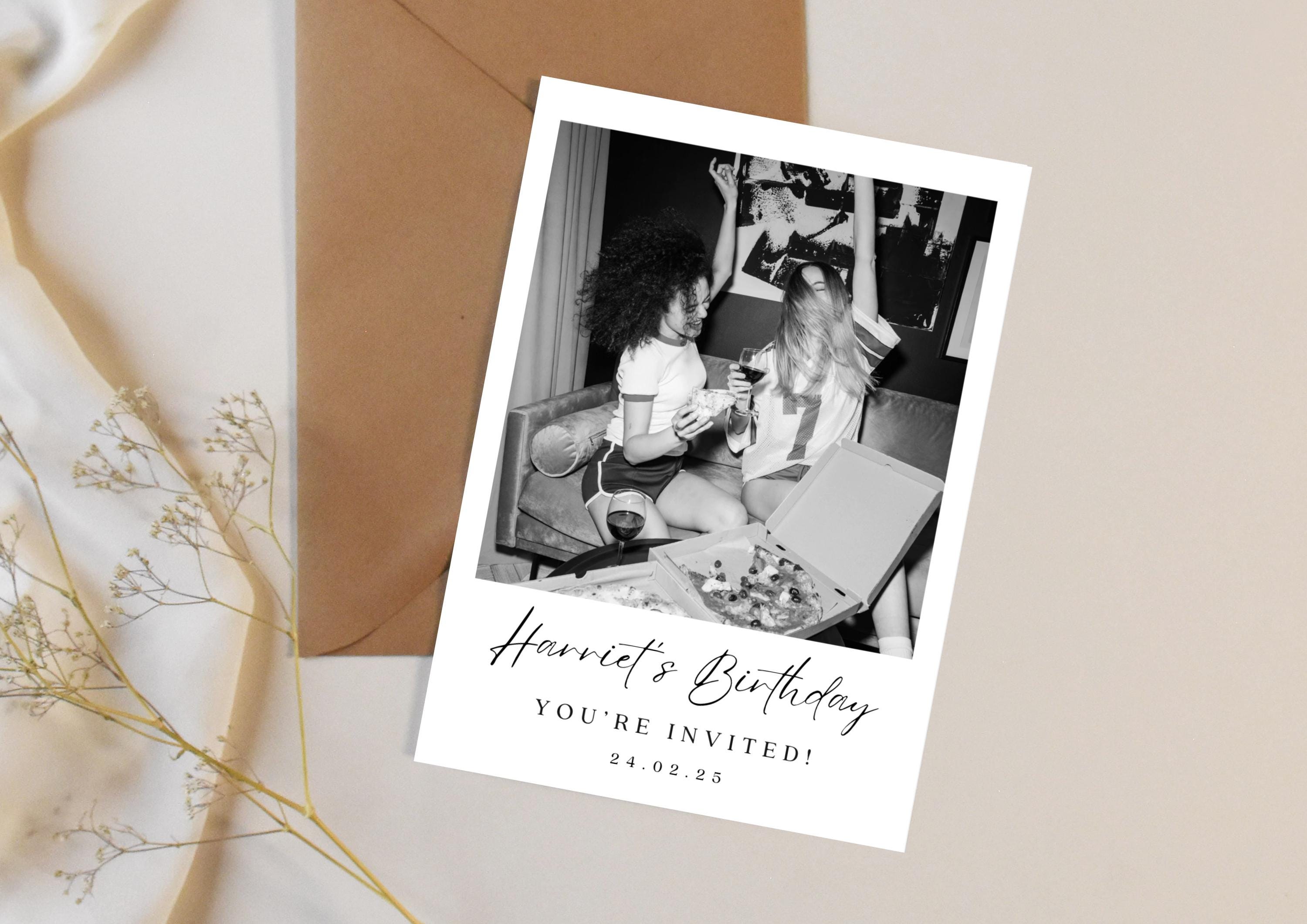 Polaroid Frame Birthday Personalised Birthday Photo Invitation Template ...
