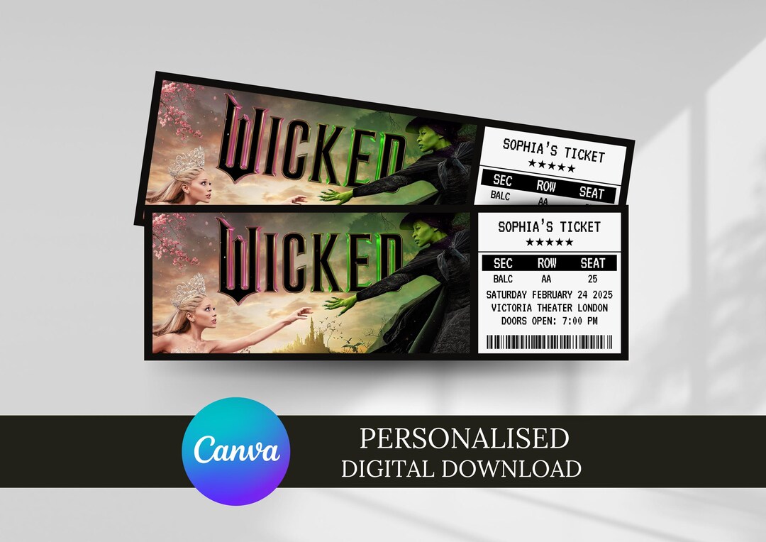 Wicked Broadway Tickets | Editable West End Musical Template | Broadway ...