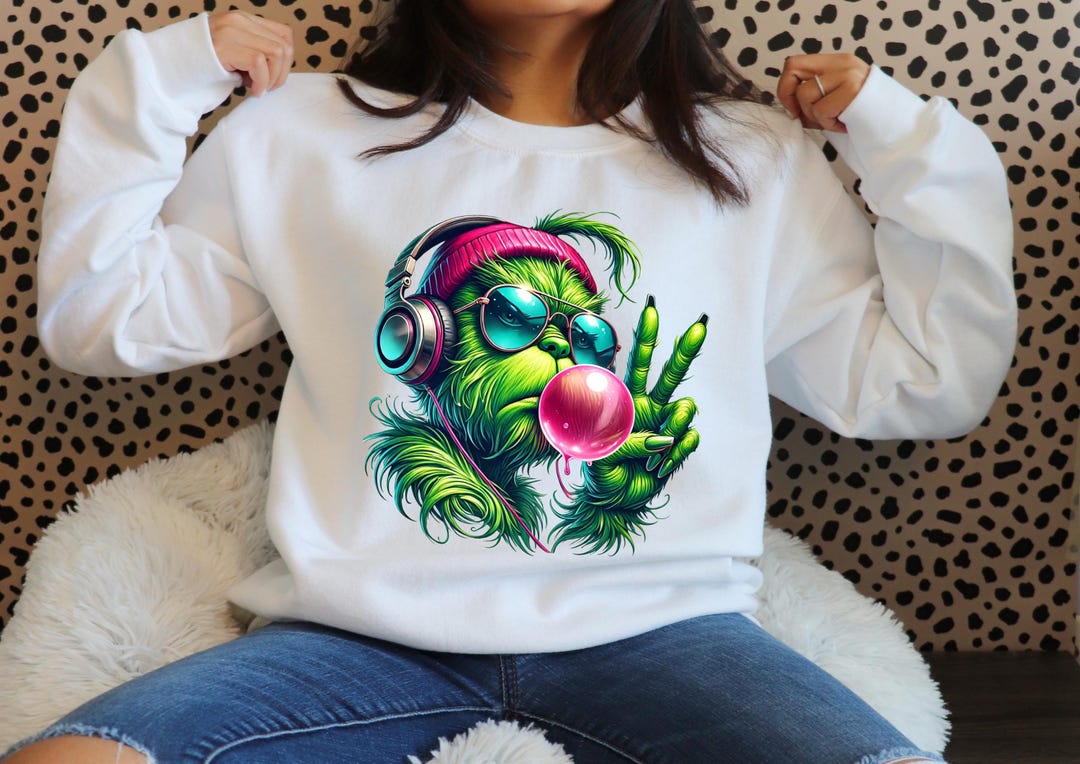 Grinch Clipart PNG Cool Modern Grinch Art Sunglasses, Bubblegum, DJ ...