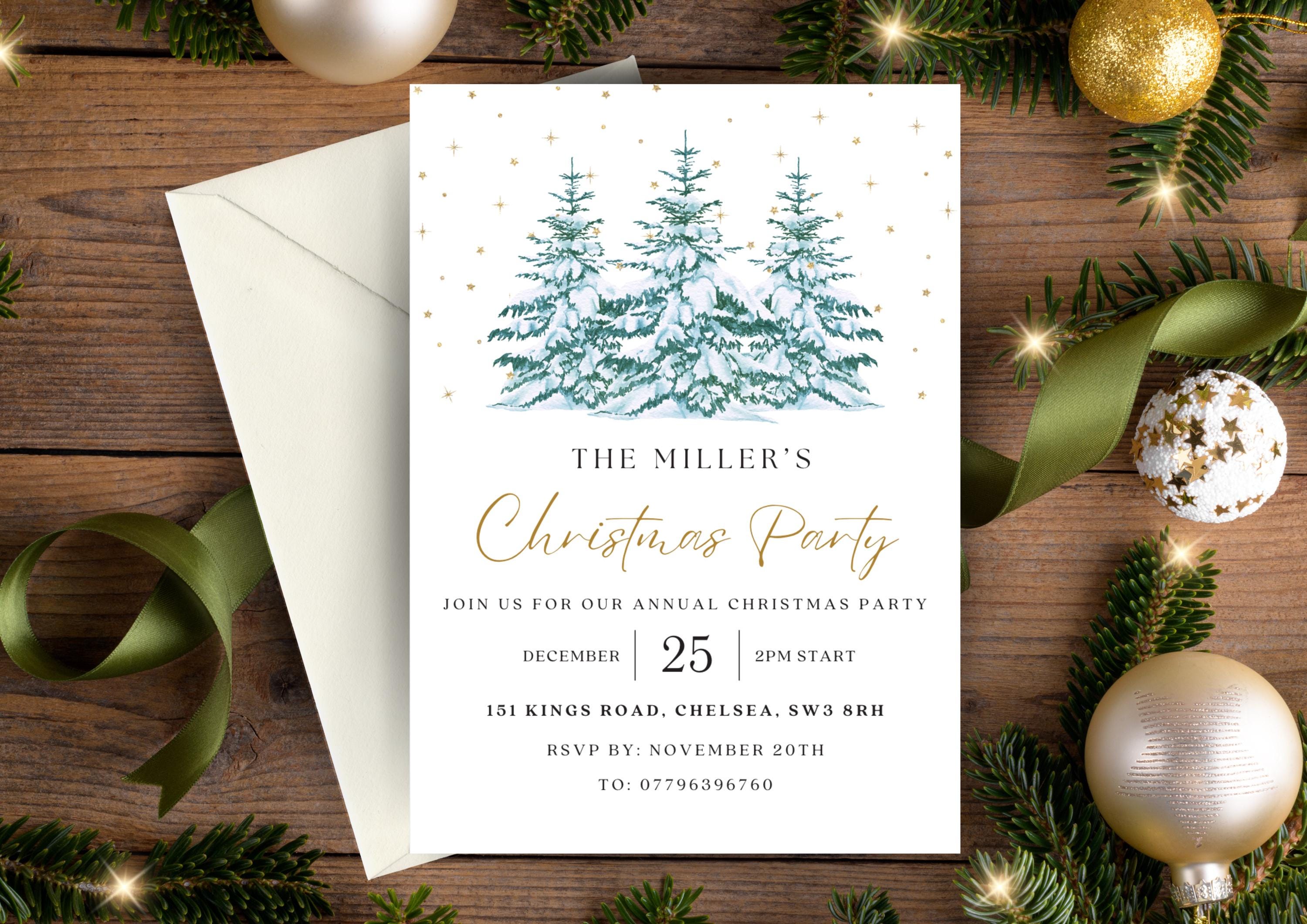 Personalized Festive Christmas Party Invite | Customizable Holiday Tree ...