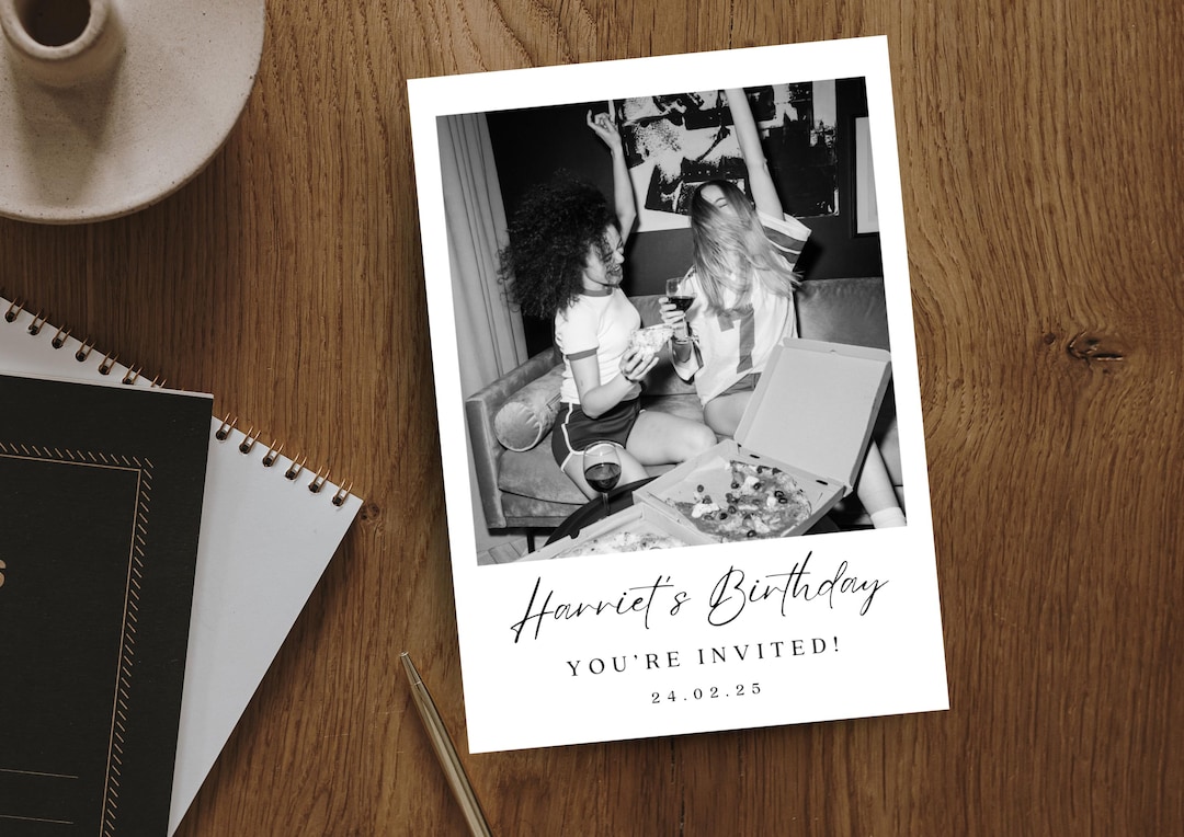 Polaroid Frame Birthday | Personalised Birthday Photo Invitation ...