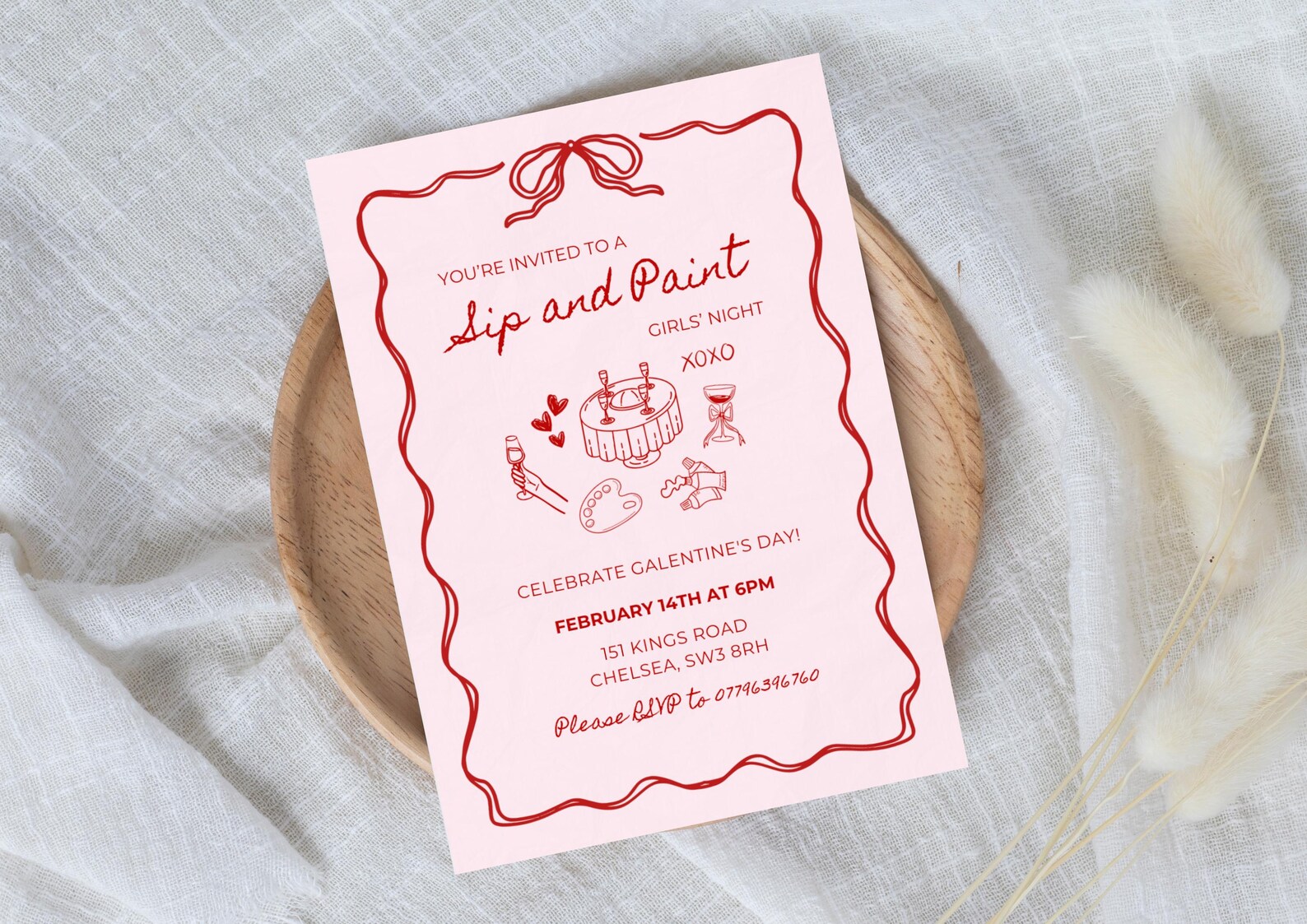 Sip and Paint Galentine's Day Invitation | Girls Night Invitation ...