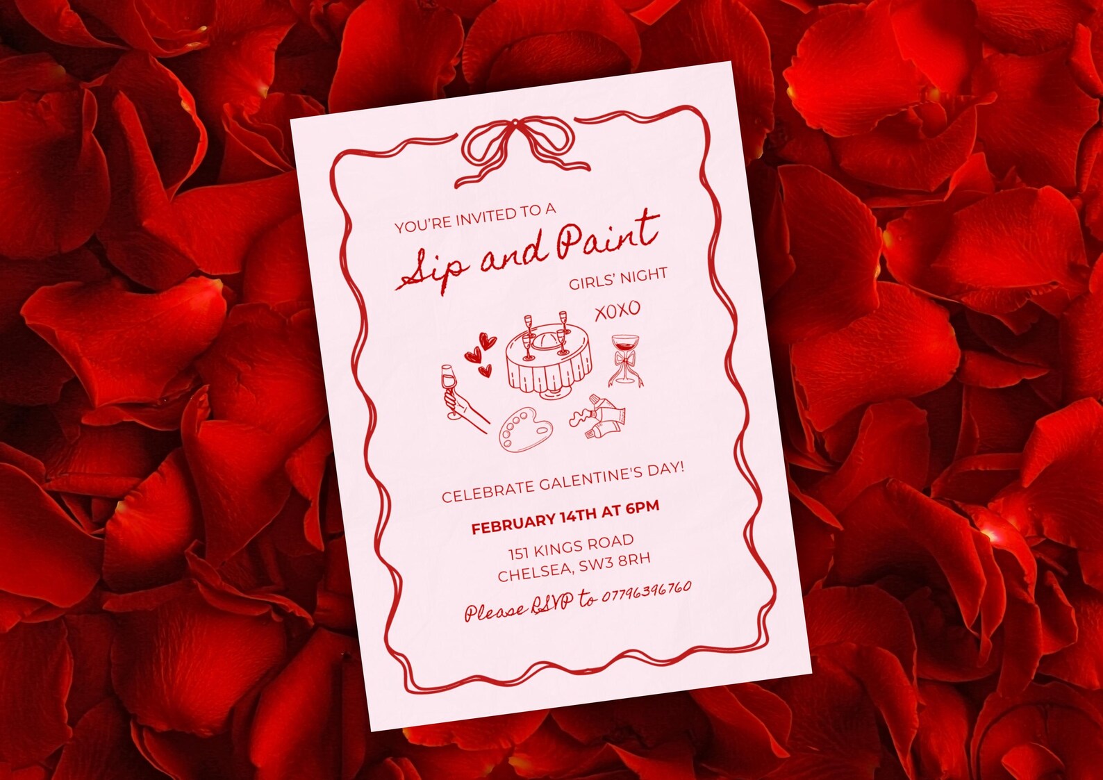 Sip and Paint Galentine's Day Invitation | Girls Night Invitation ...