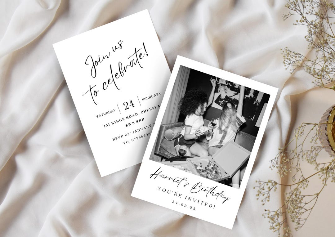 Polaroid Frame Birthday | Personalised Birthday Photo Invitation ...