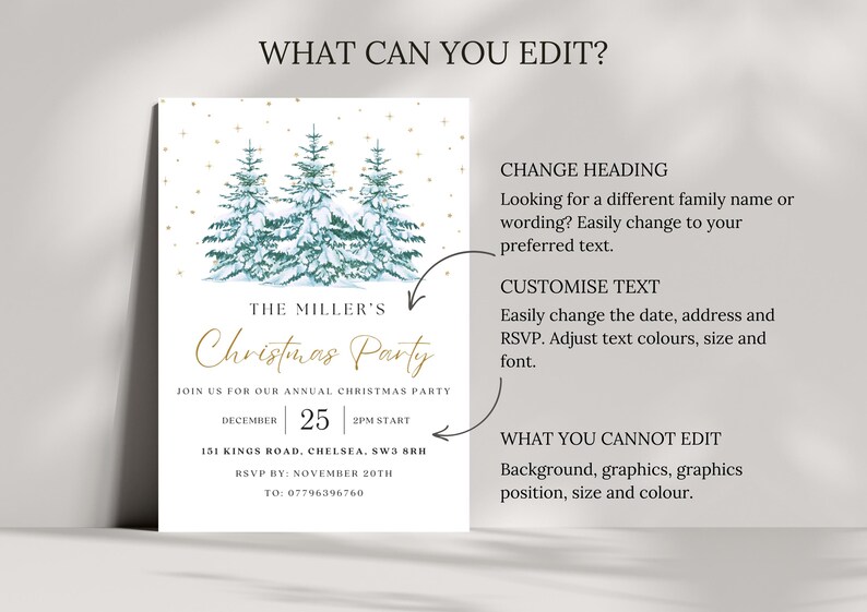 Personalized Festive Christmas Party Invite | Customizable Holiday Tree ...