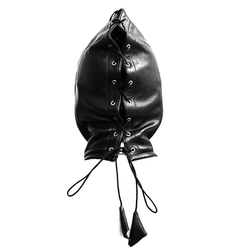 Black Leather Head Hood Mask Zipper BDSM Sexy Double Mask for Adult ...