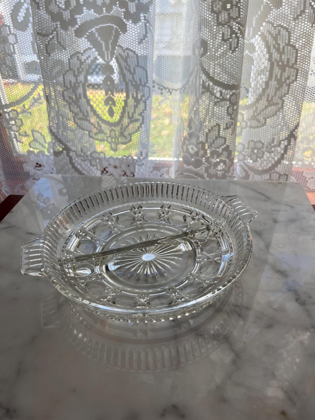 Vintage Federal Windsor Clear Glass Round Divided Dish - Etsy