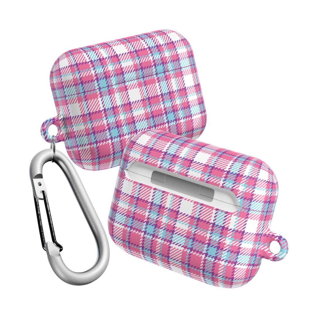 Plaid AirPod Case, Cute Pink Plaid Cover, Stylish Wireless Headphones ...