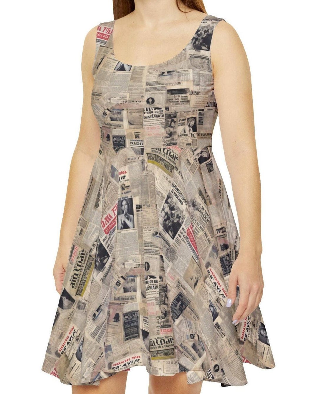 Retro Newsprint Sleeveless Dress: Vintage-inspired Party Outfit - Etsy