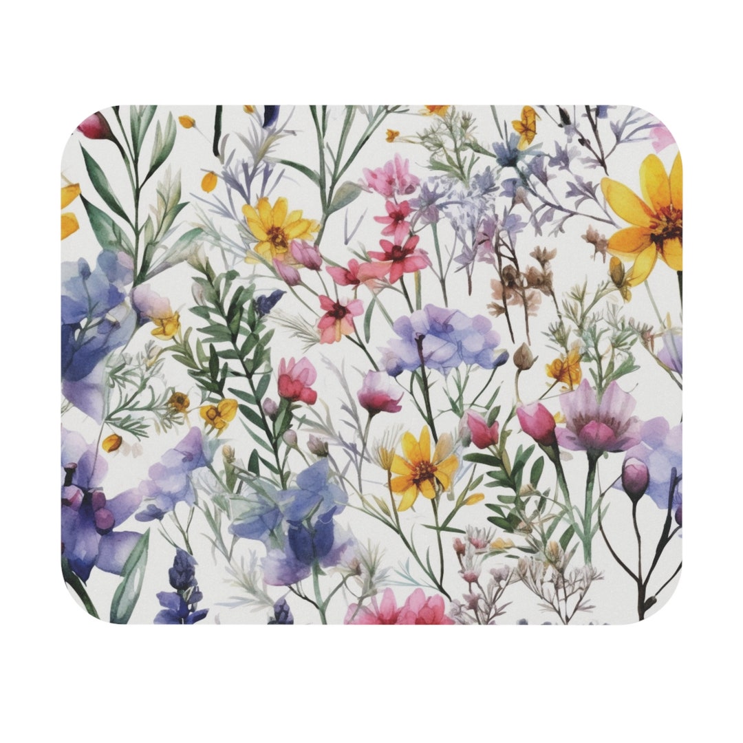 Mousepad Flower Print, Wildflower Mouse Pad, Botanical Office Decor ...