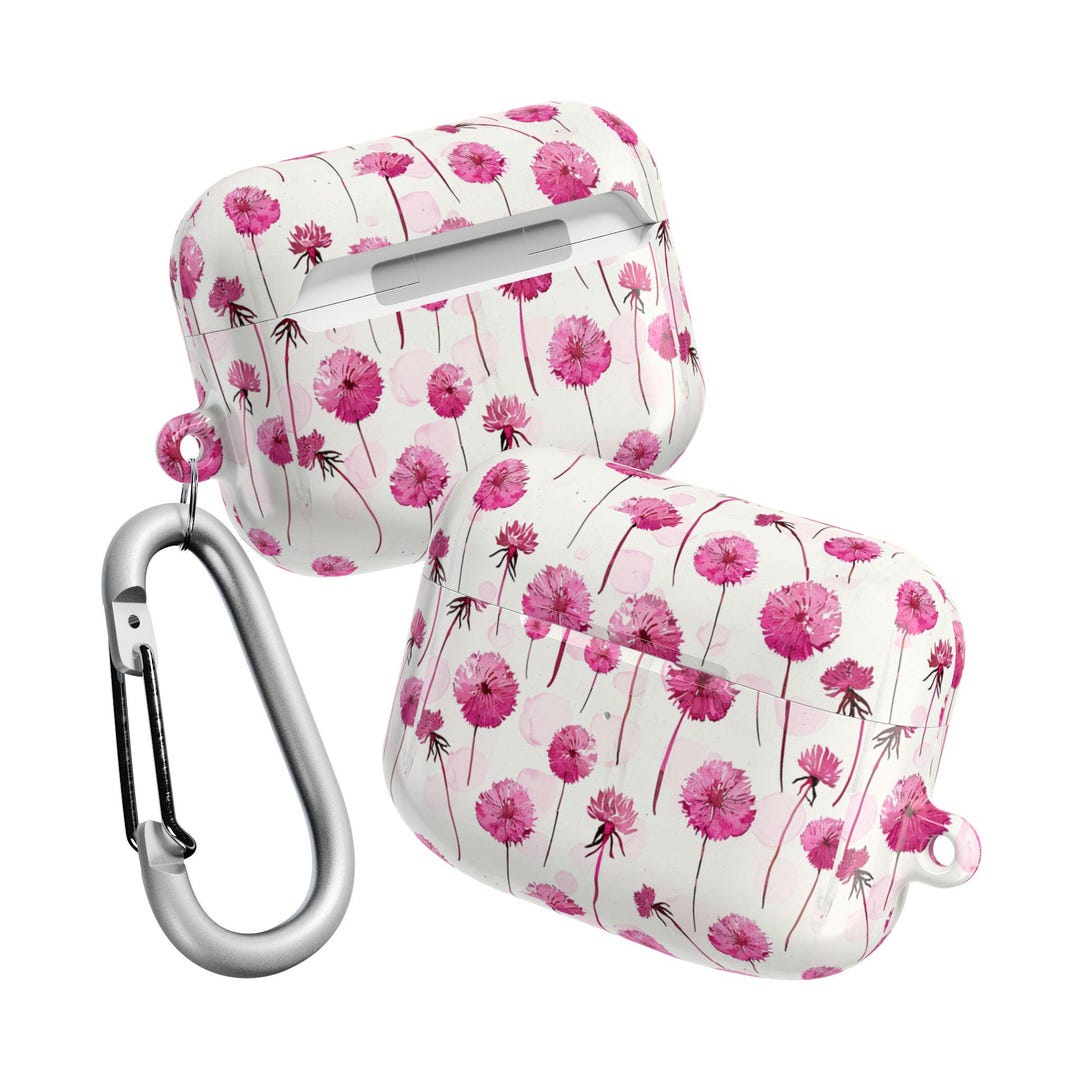 Floral AirPod Case, Cute Case for Earbuds, Pink Flower Design, Gift for ...