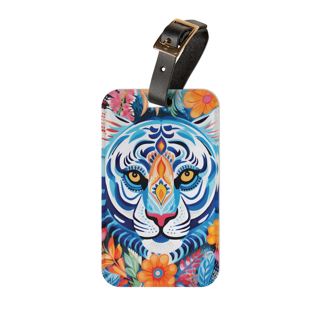 Tiger Print Luggage Tag: Acrylic Jungle Animal Bag Tag - Etsy