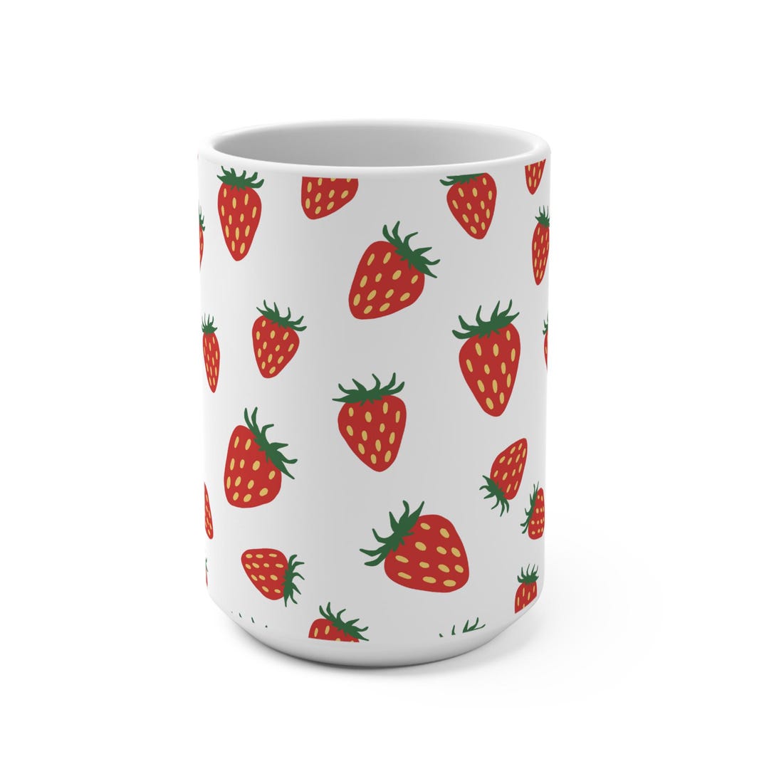 Strawberry Print Coffee Mug: 15oz Ceramic Garden Theme Dishware - Etsy