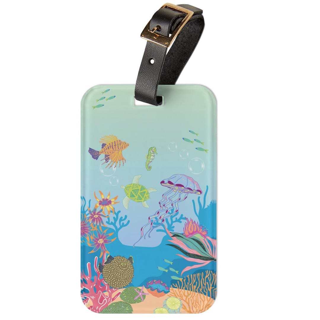 Luggage Tags - Sea Creatures, Under the Sea Bag Tag, Ocean Travel Tag ...
