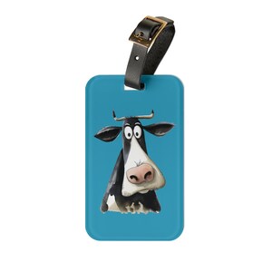 Farm Animal Luggage Tag, Cute Cow Gift, Cow Bag Tag, Funny Cow Travel ...