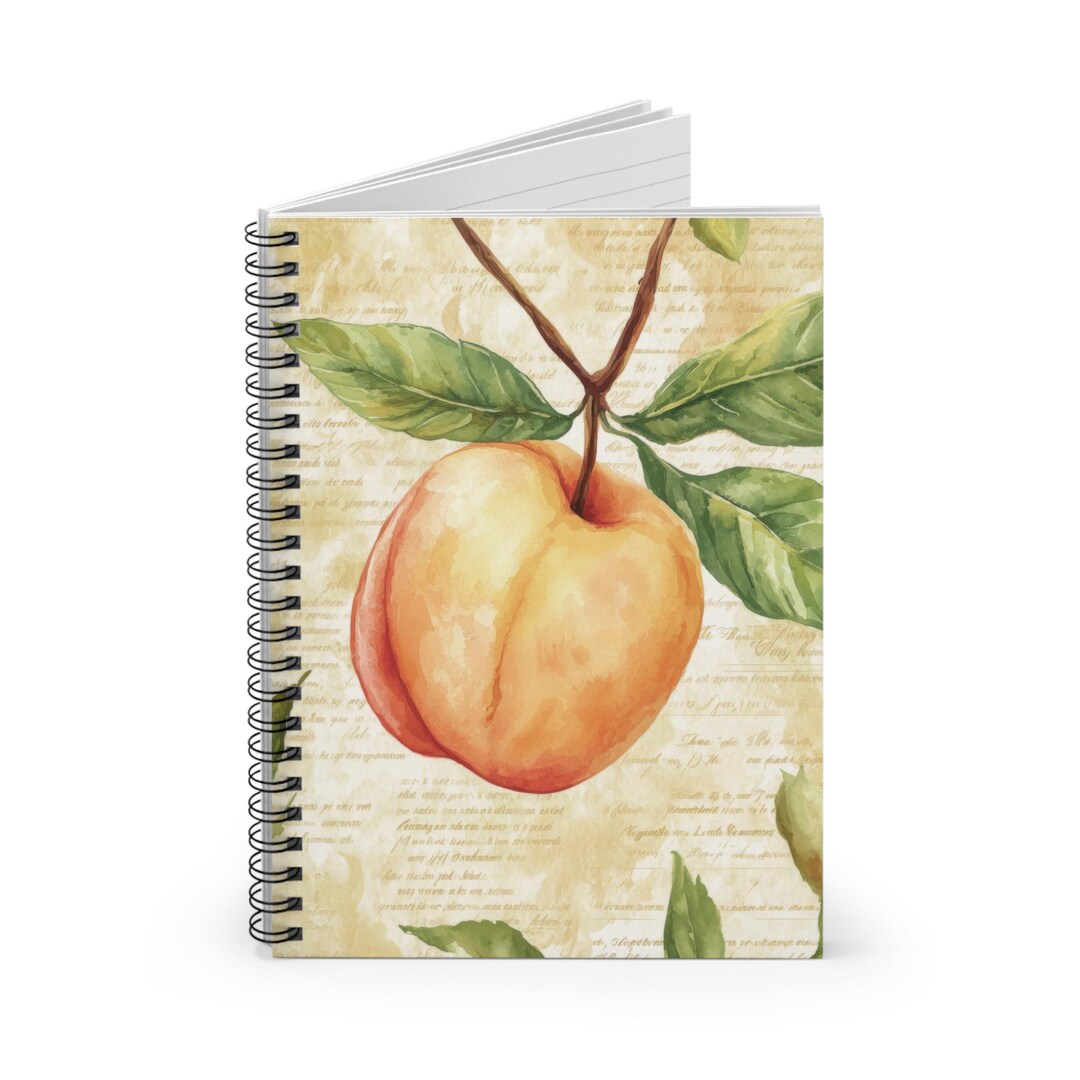 Peach Spiral Notebook: Vintage-inspired Journal With Pocket - Etsy