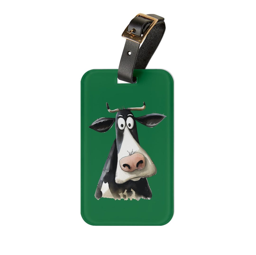 Farm Animal Luggage Tag, Cute Cow Gift, Cow Bag Tag, Funny Cow Travel ...