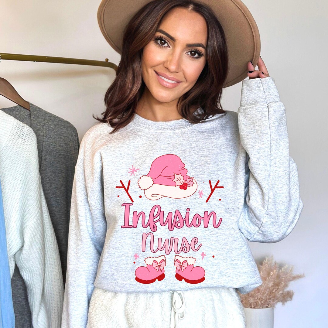 Pink Christmas Infusion Nurse Christmas Sweatshirt Nurse Infusion ...